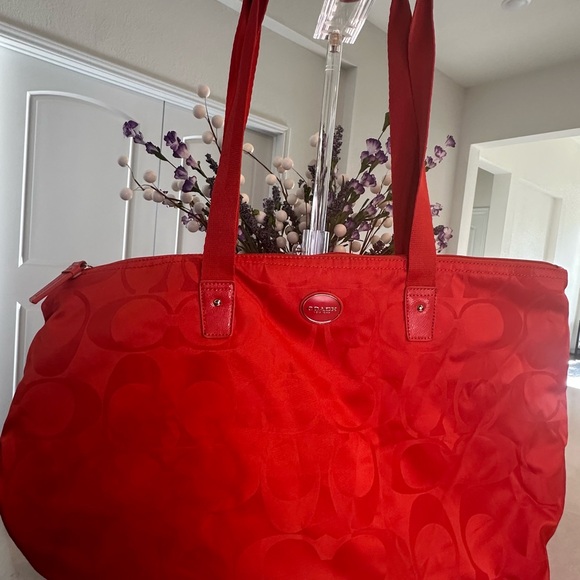 Coach | Bags | Coach Scarlet Orange Shoulder Tote | Poshmark